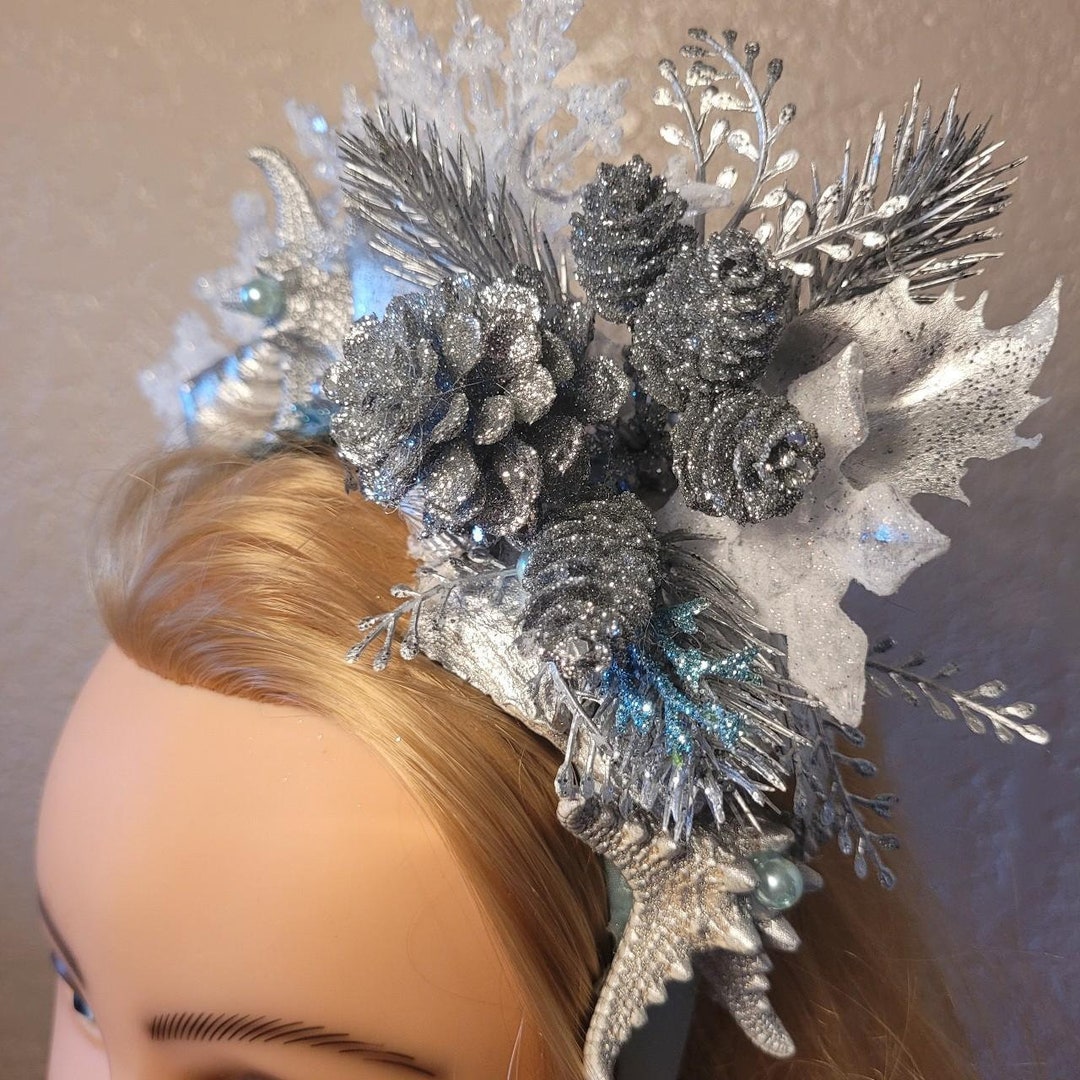 Mermaid Seashell Crown With Winter Theme.ice Princess Snowflake ...