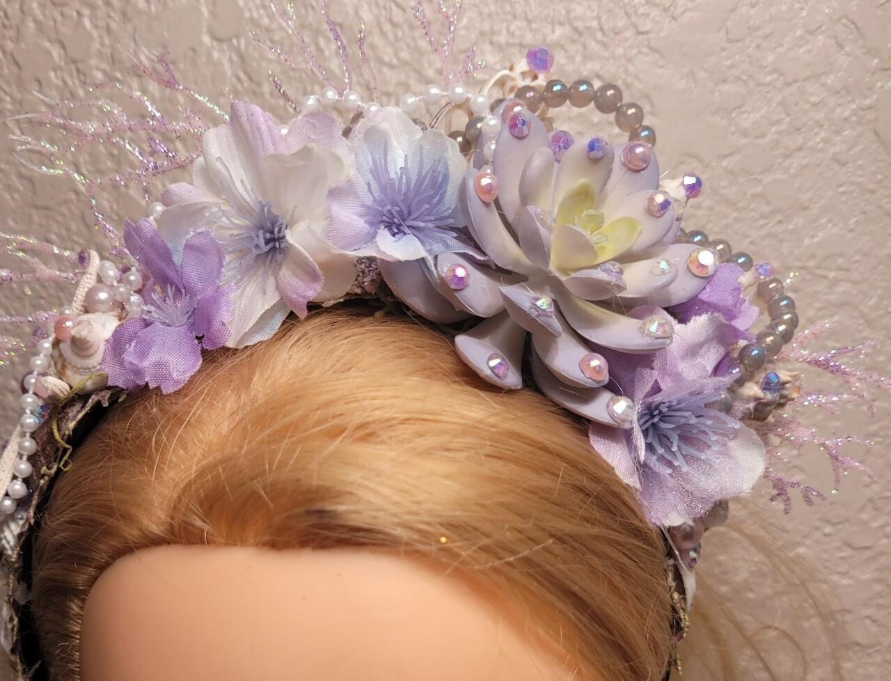 Seashell Mermaid Crown: Rhinestone Siren Tiara, Beach Wedding Headpiece ...