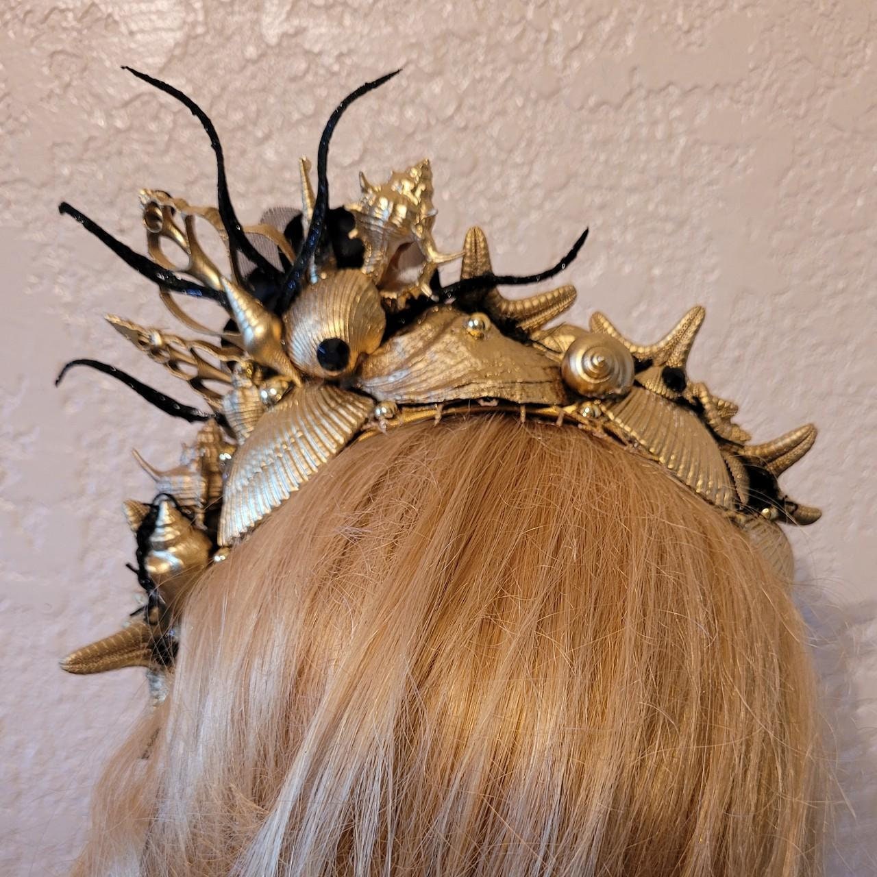 Mermaid Seashell Crown.dark Siren Seashell Headband.seashell Tiara.gold ...