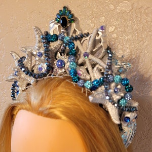 Mermaid Crown.seashell Headpiece.silver,blue Seashell Headband With ...