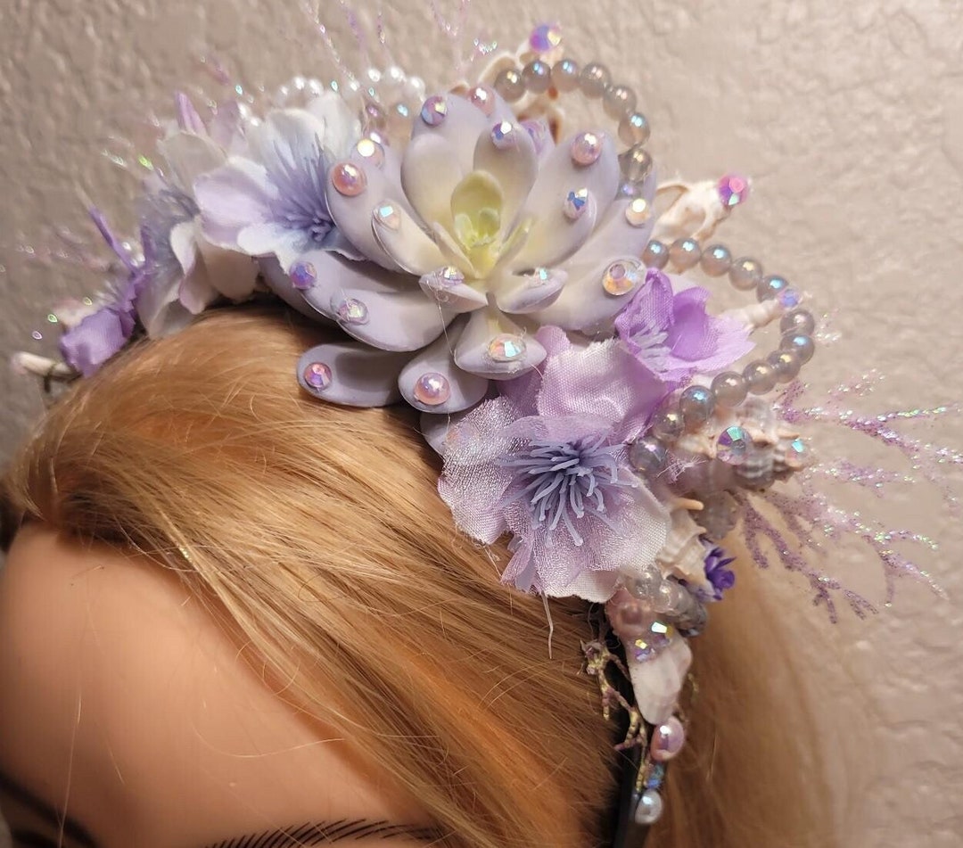 Seashell Mermaid Crown: Rhinestone Siren Tiara, Beach Wedding Headpiece ...