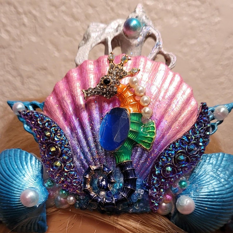 Mermaid Seashell Crown.siren Tiara With Adjustable Rope Base Headband ...