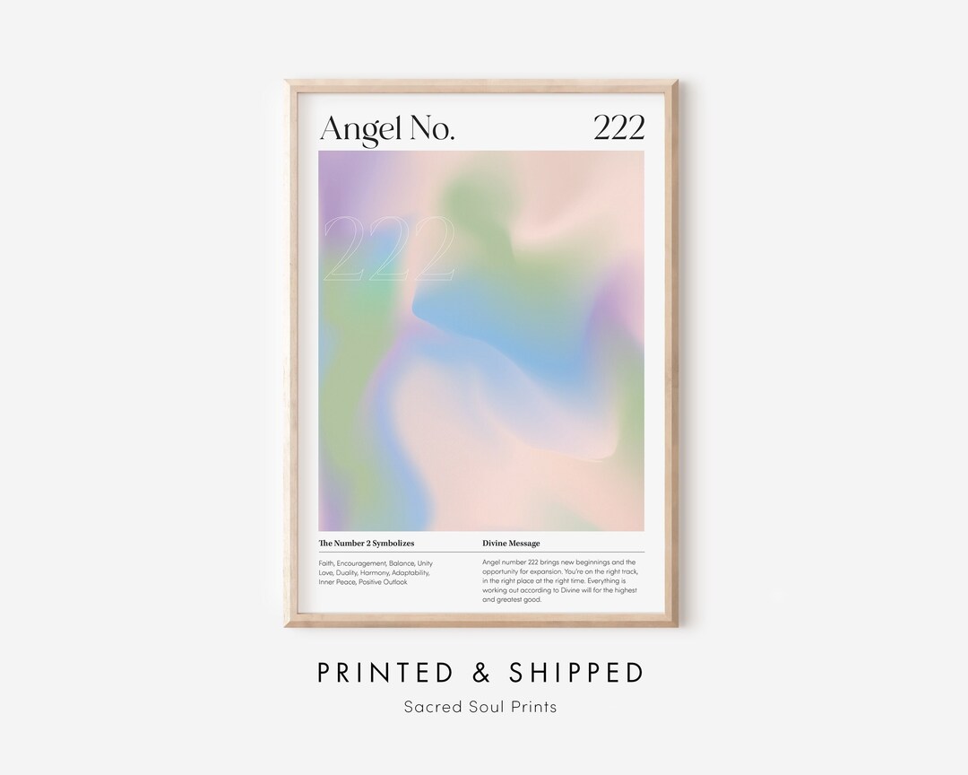 222 ANGEL NUMBER Print, Spiritual Wall Art Print, Angel Number Print ...