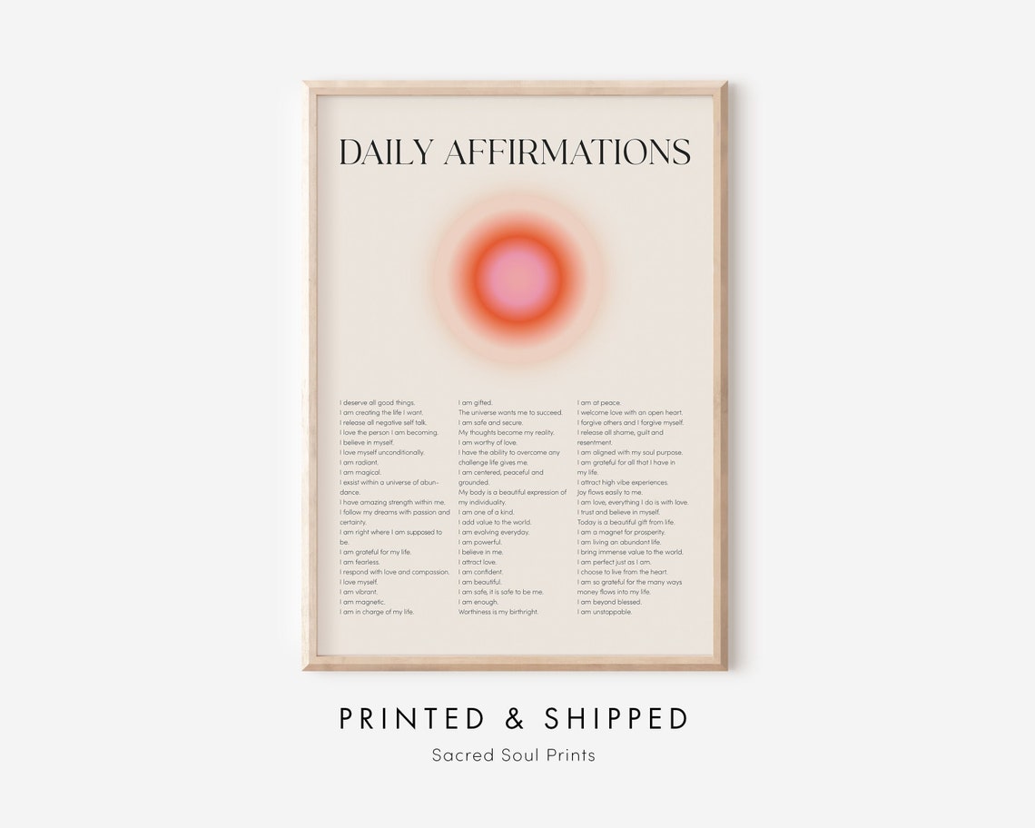 AFFIRMATION WALL ART Positive Affirmations Words of - Etsy