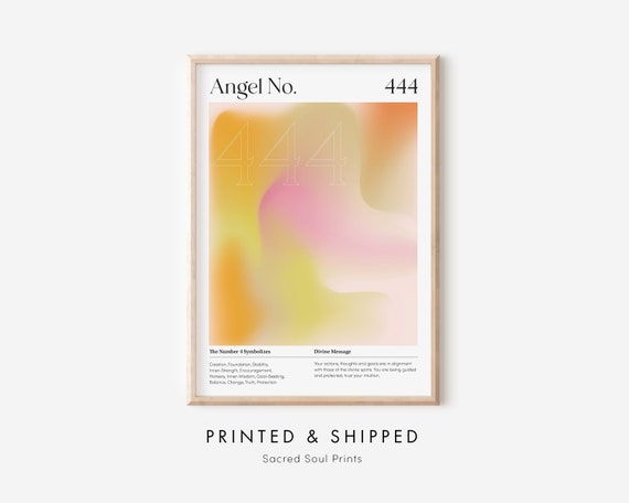 ANGEL NUMBER 444 Gradient Art Print Spiritual Wall Art - Etsy