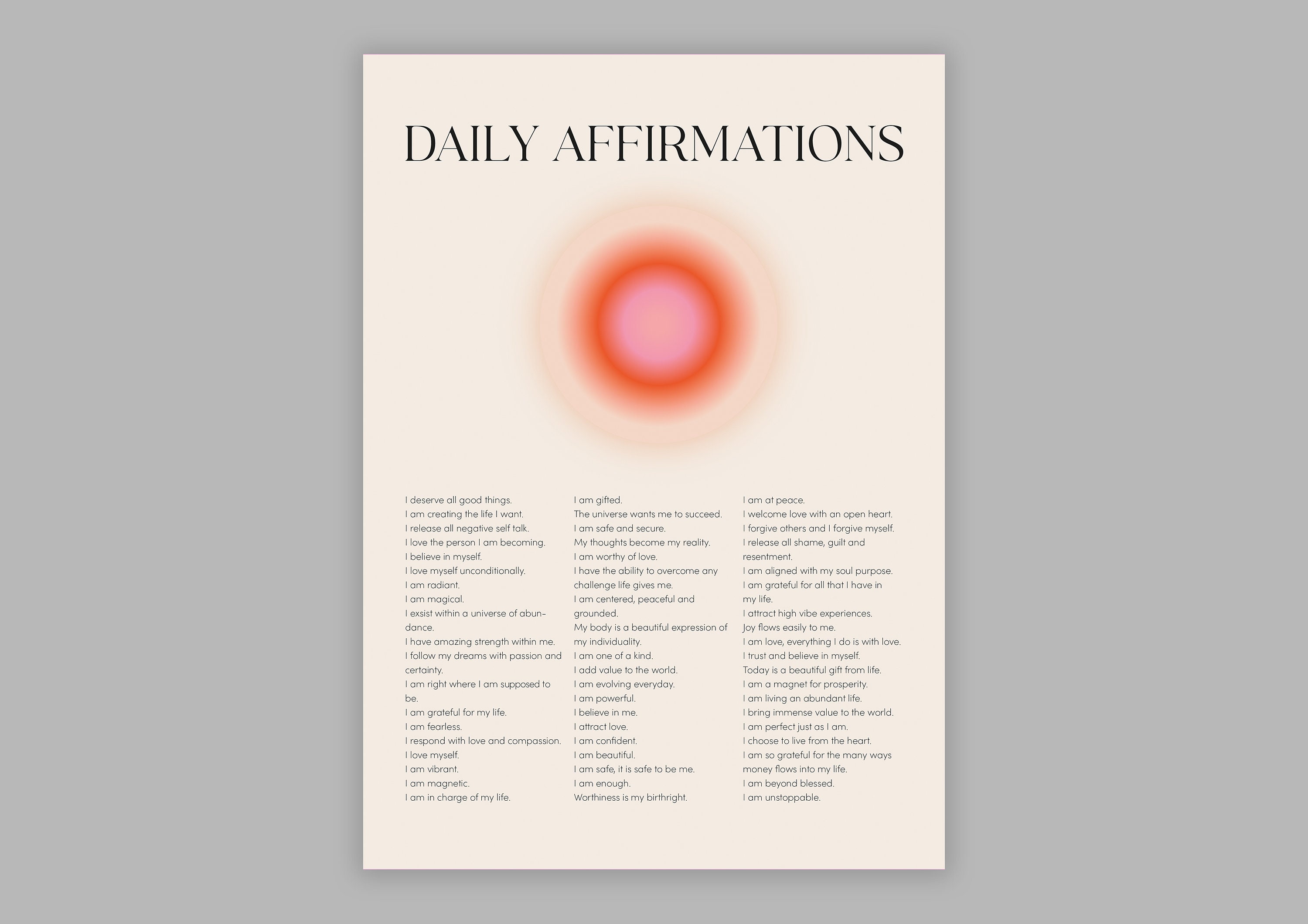 AFFIRMATION WALL ART Positive Affirmations Words of - Etsy