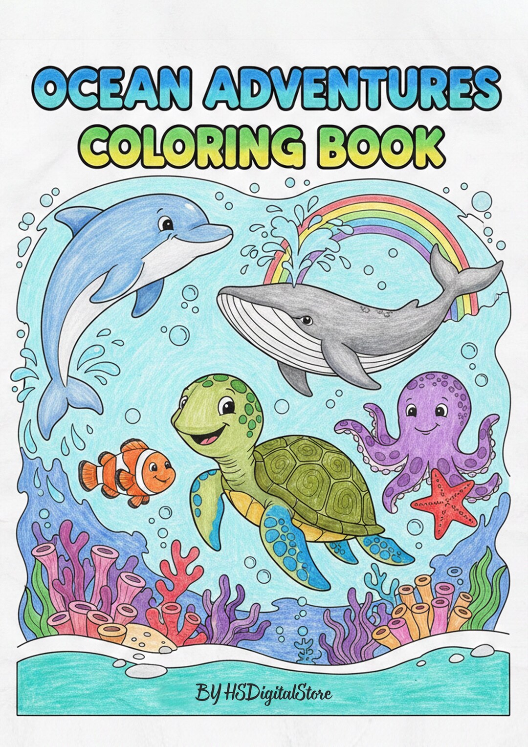 Ocean Animals Coloring Pages Printable PDF, Kids Sea Life Activity Book ...