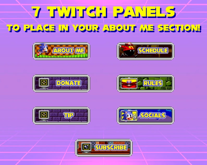 Sonic Twitch Stream Pack | Animated Old School Retro Pixel Inspired ...