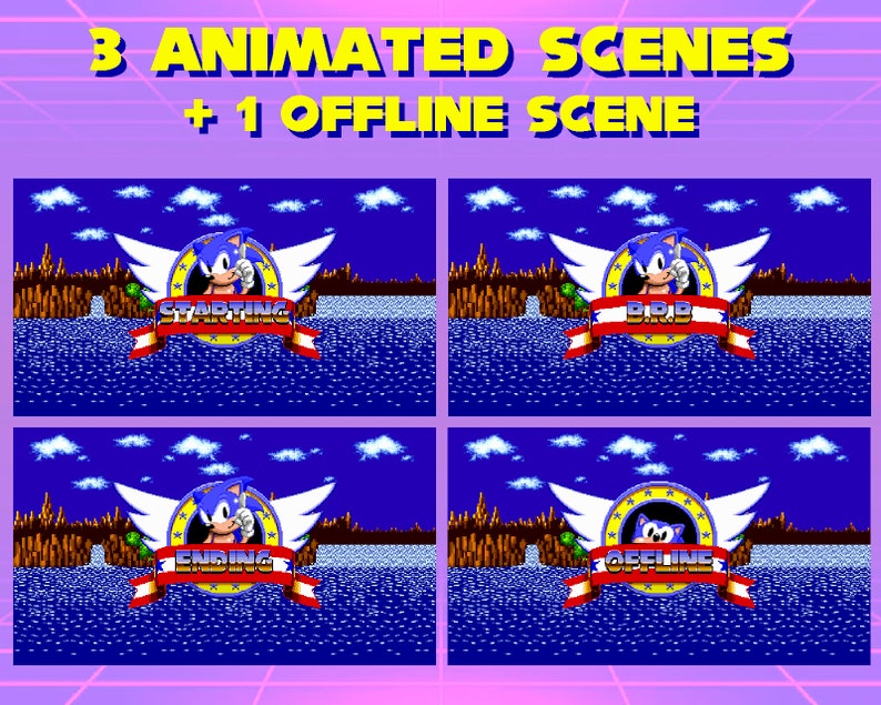 Sonic Twitch Stream Pack | Animated Old School Retro Pixel Inspired | Overlays | Scenes | Panels ...