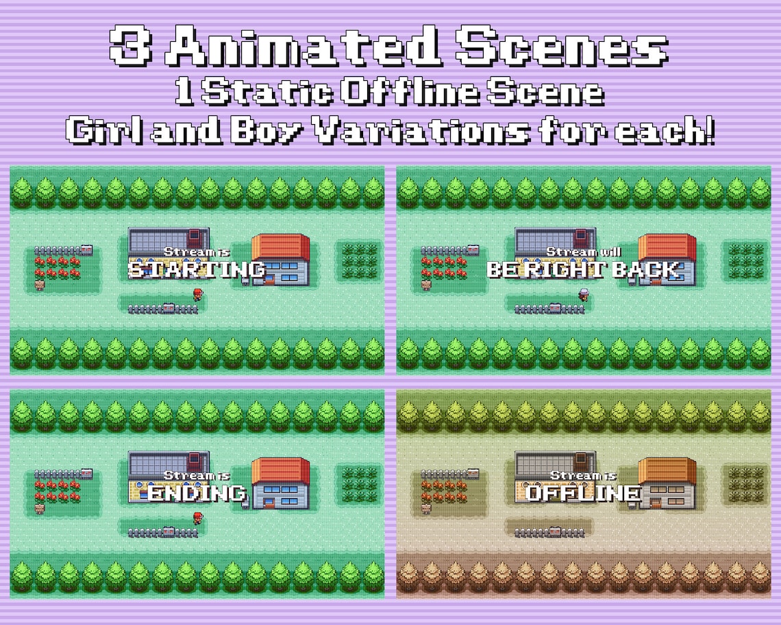 Pokemon Twitch Stream Pack | Animated Customizable Old School Classic ...