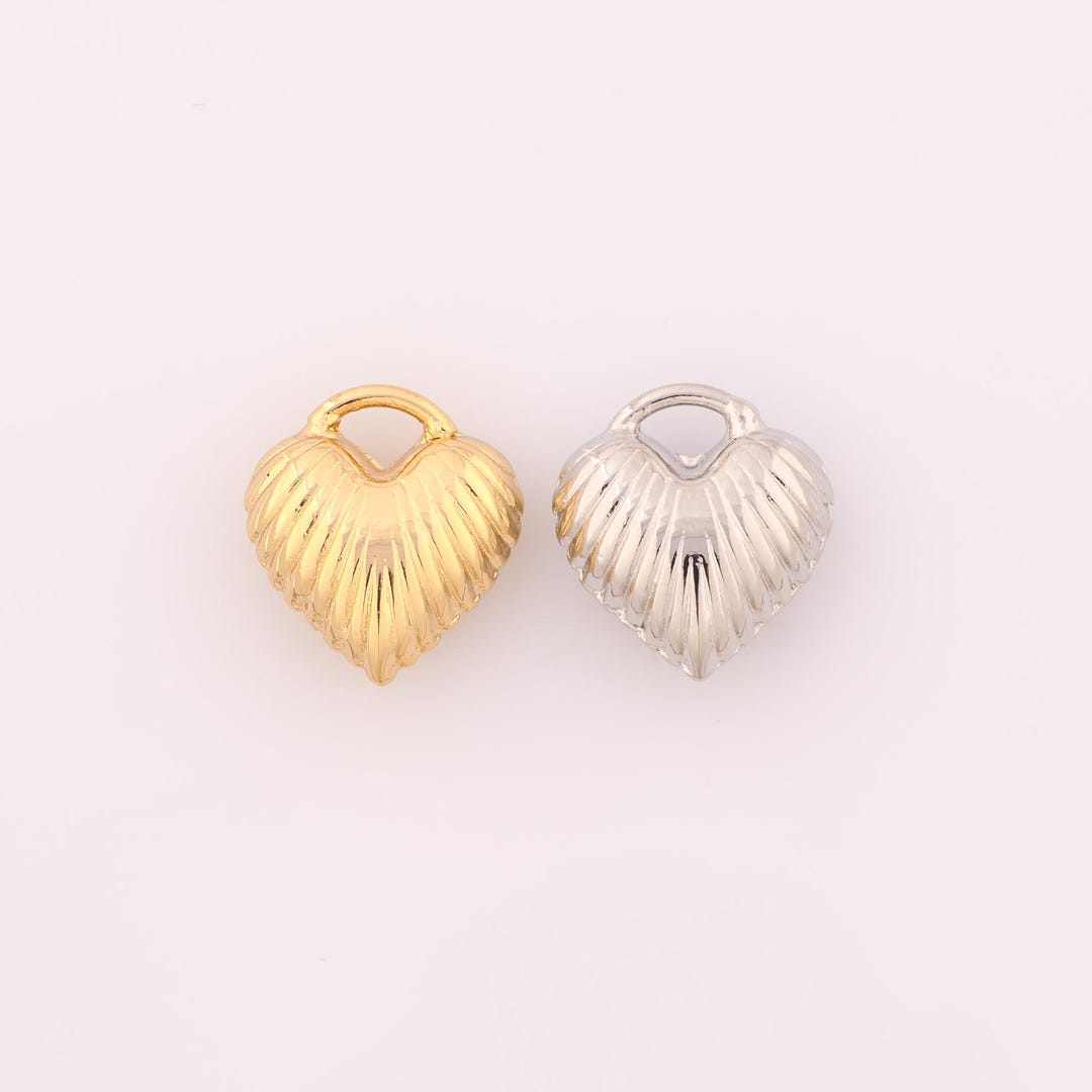 1 Pcs Gold Puffed Heart Pendant,18k Gold Filled Puffed Heart Charm ...