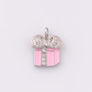 Gold CZ Gift Box Pendant,18k Gold Filled Christmas Gift Box Charm ...