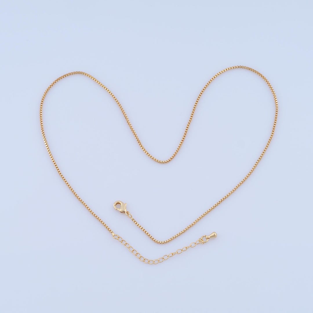 1 Str Gold Box Necklace, 18K Gold Filled Box Necklace, Adjustable ...