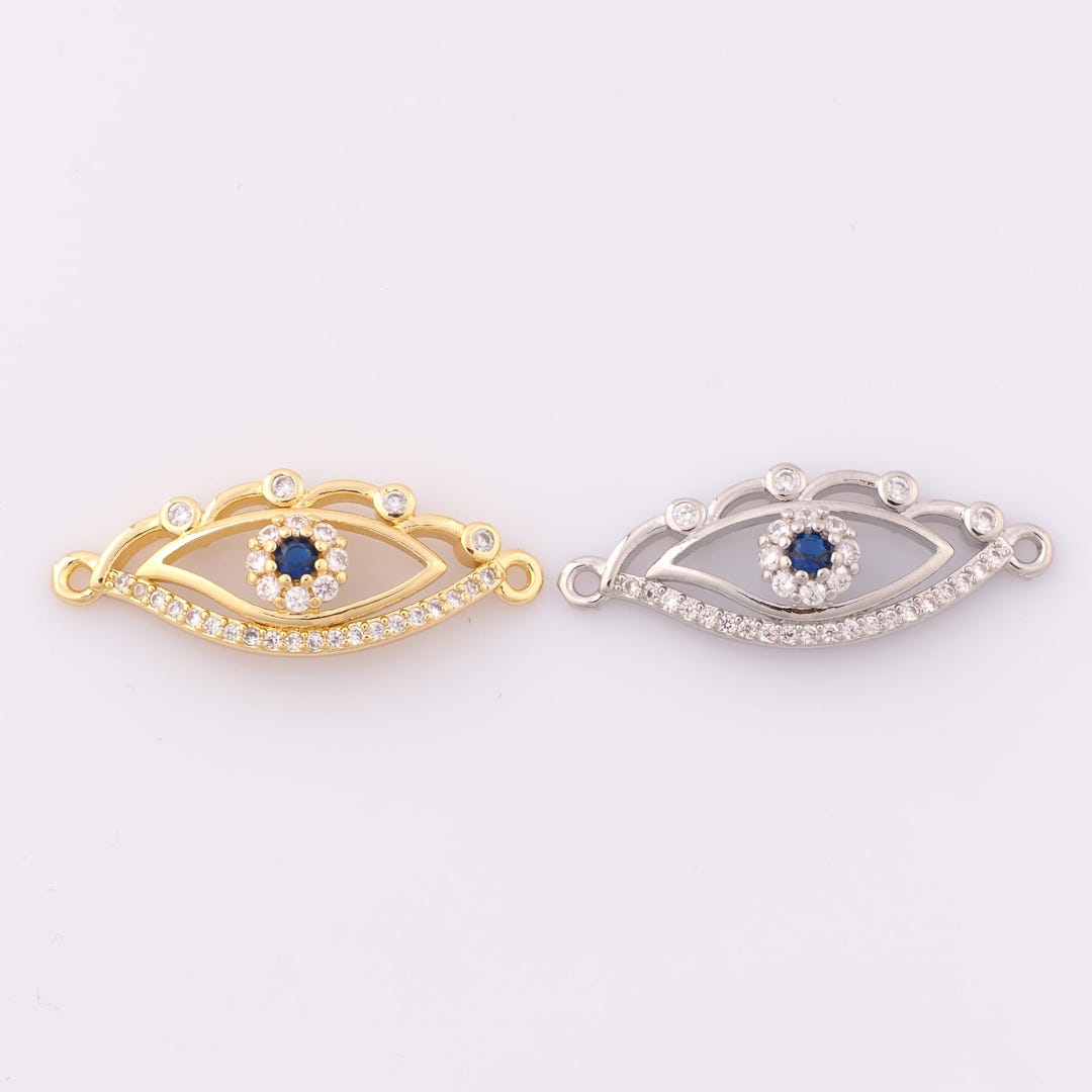 1 Pcs Gold Evil Eye Connector,18k Gold Filled Devil Eye Connector,eye ...