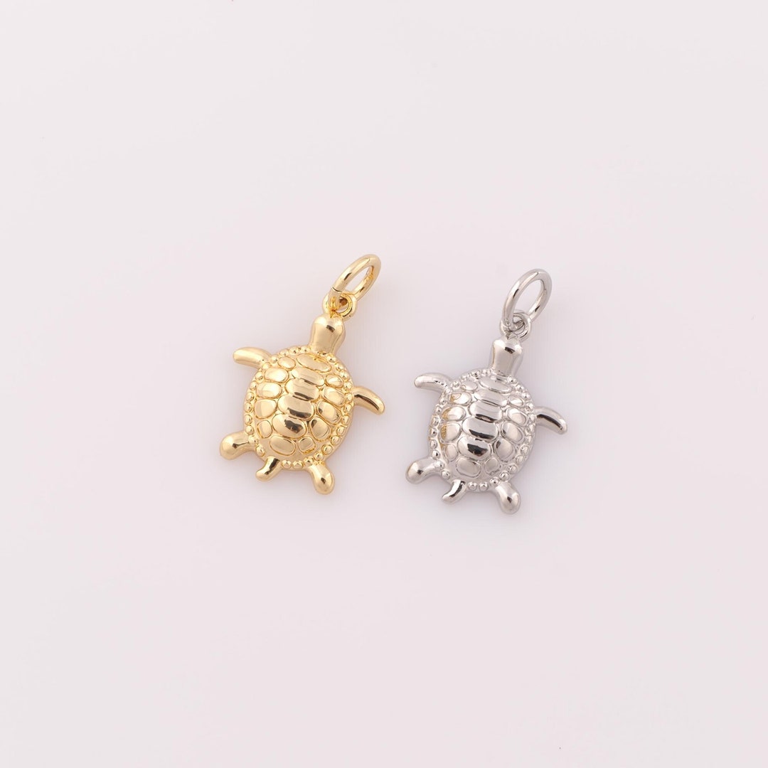 1 Pcs Gold Turtle Pendant,18k Gold Filled Turtle Charm,turtle Charm DIY ...