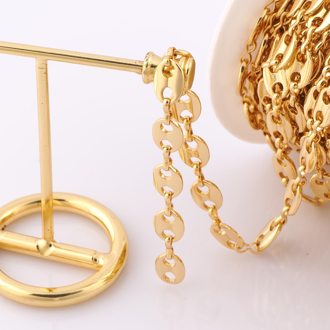 1 Meter Gold Pig Nose Chain, 18K Gold Filled Semi Finished Chain ...