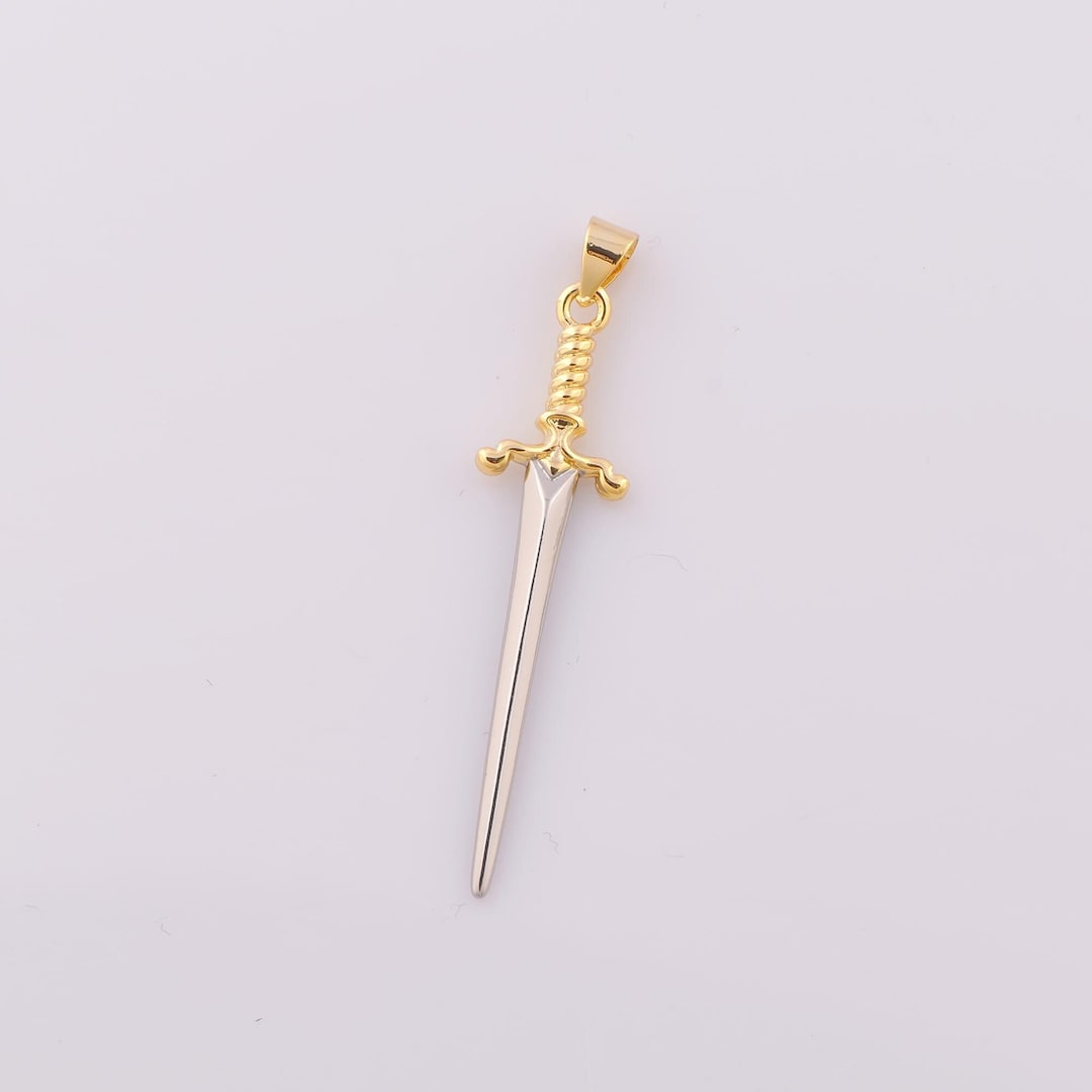 1 Pcs Gold Sword Pendant,18k Gold Filled Sword Charm,sword Charm DIY ...