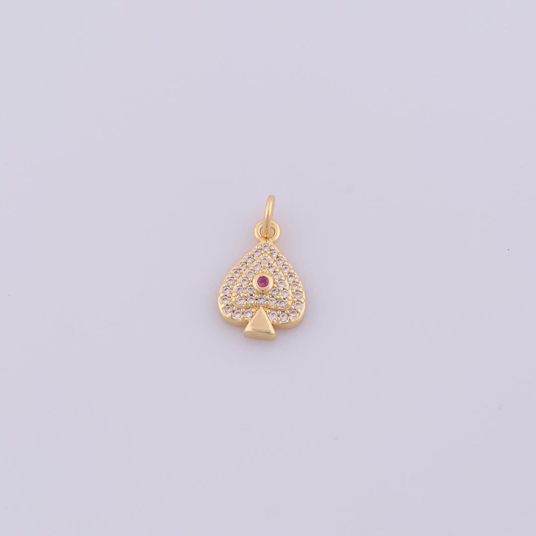 1 Pcs Gold CZ Spade Pendant,18k Gold Filled Ace of Spade Charm,spade ...