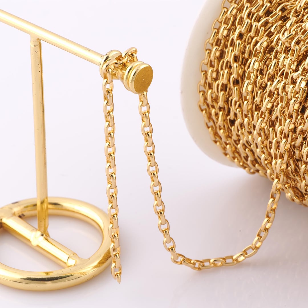 1 Meter Gold Rolo Chain, 18K Gold Filled Semi Finished Chain, Specialty ...