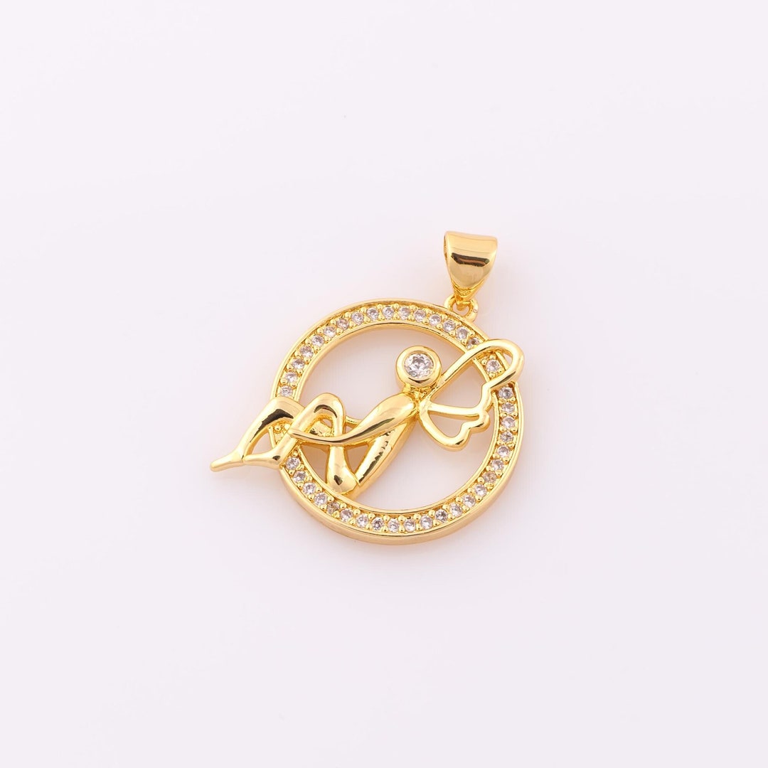 1 Pcs Gold CZ Angel Pendant,18k Gold Filled Angel Charm,angel Charm DIY ...