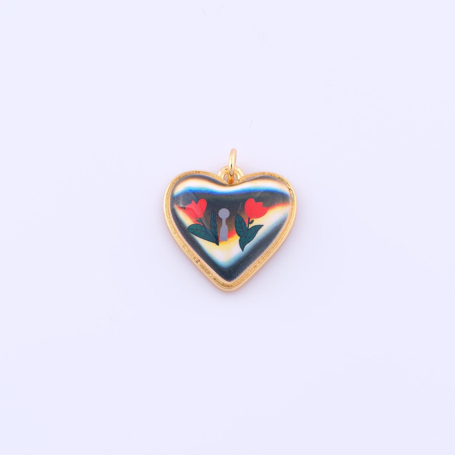 1 Pcs Gold Enamel Heart Swan Pendant,18k Gold Filled Moon Star Charm ...