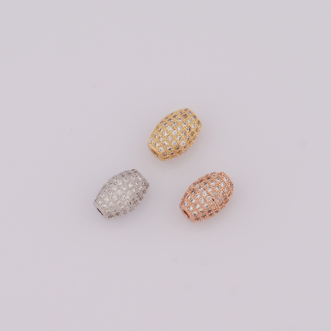 1 Pcs 18K Gold Filled CZ Round Barrel Spacer Beads,round Beads,round ...
