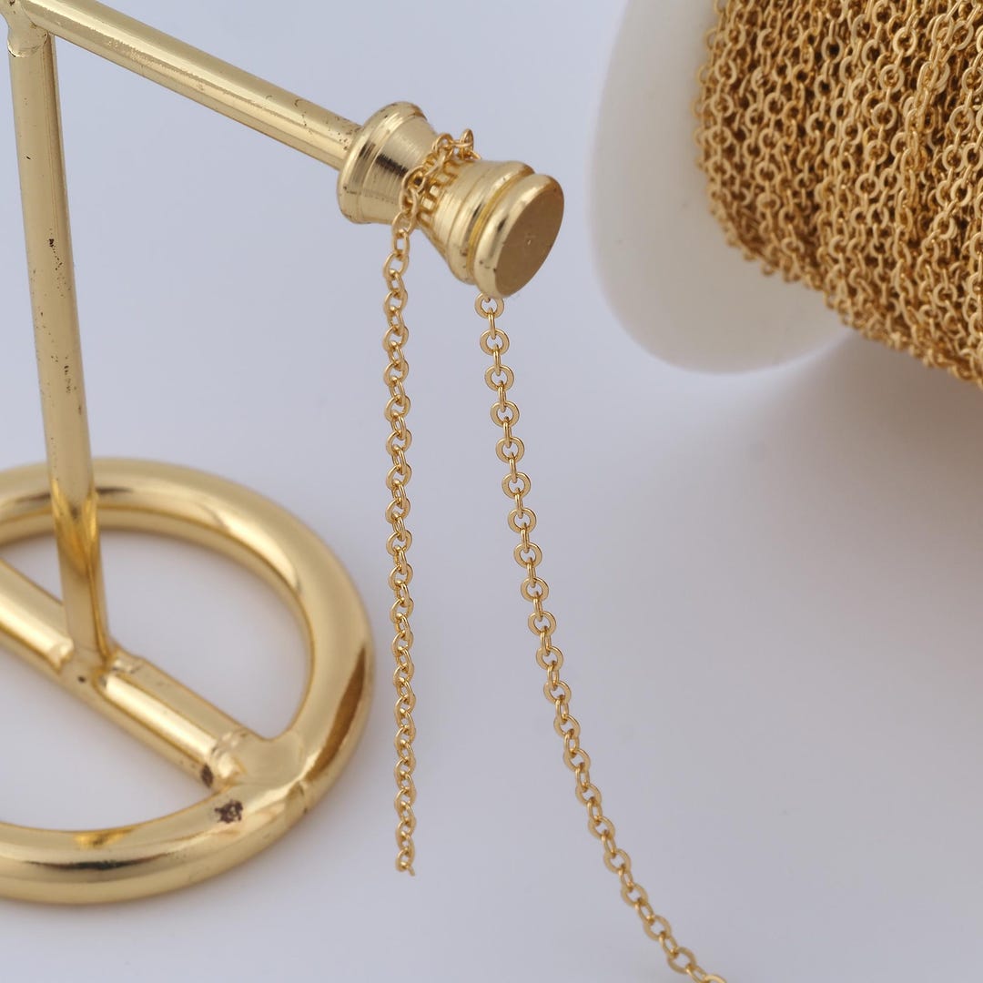 1 Meter Gold Cable Chain, 18K Gold Filled Semi Finished Chain ...