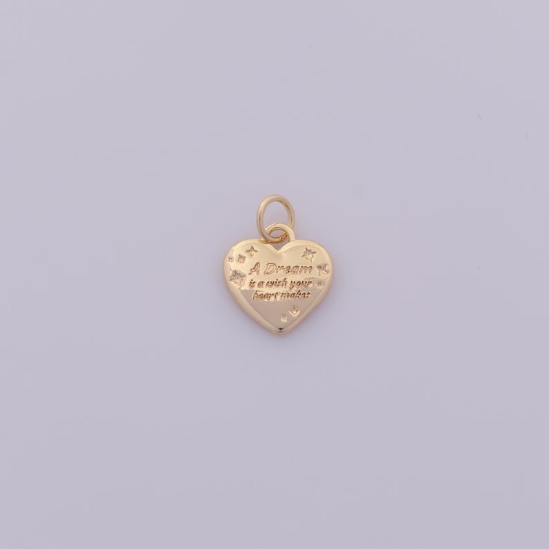 1 Pcs Gold Heart Pendant,18k Gold Filled Love Charm,letter Charms DIY ...