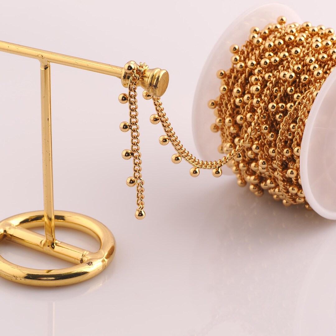1 Meter Gold Ball Chain, 18K Gold Filled Semi Finished Chain, Specialty ...
