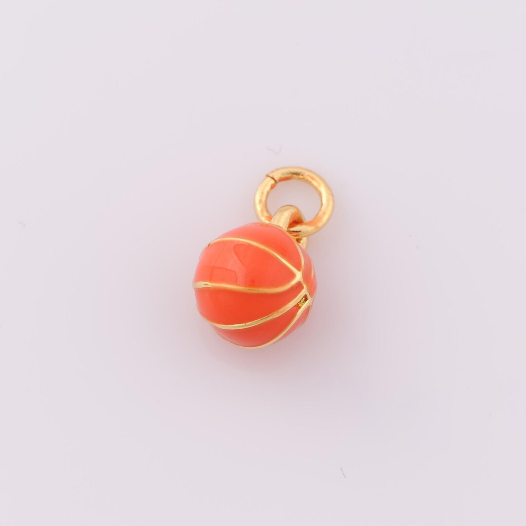 1 Pcs Gold Enamel Basketball Pendant,18k Gold Filled Basketball Charm ...