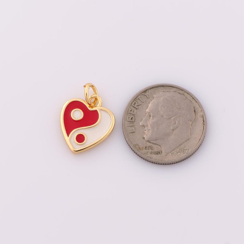 1 Pcs Gold Enamel Bagua Pendant,18k Gold Filled Heart Charm,bagua Charm ...
