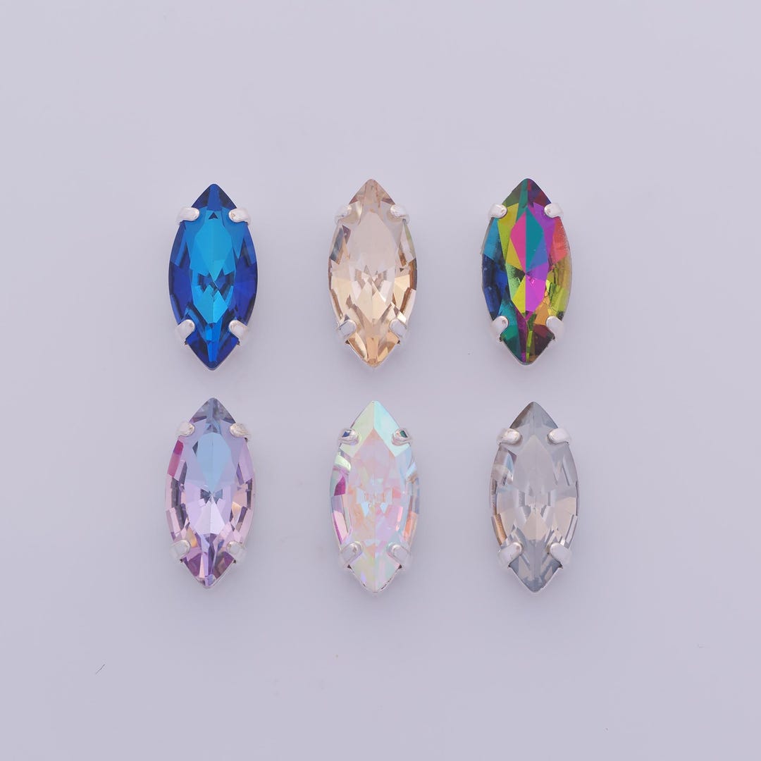 1 Pcs Navette Crystal Beads,stones in Metal Setting,austrian Crystal ...