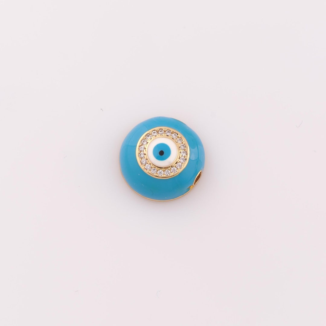 1 Pcs 18K Gold Filled Evil Eye Spacer Beads,devil Eye Beads,eye Beads ...