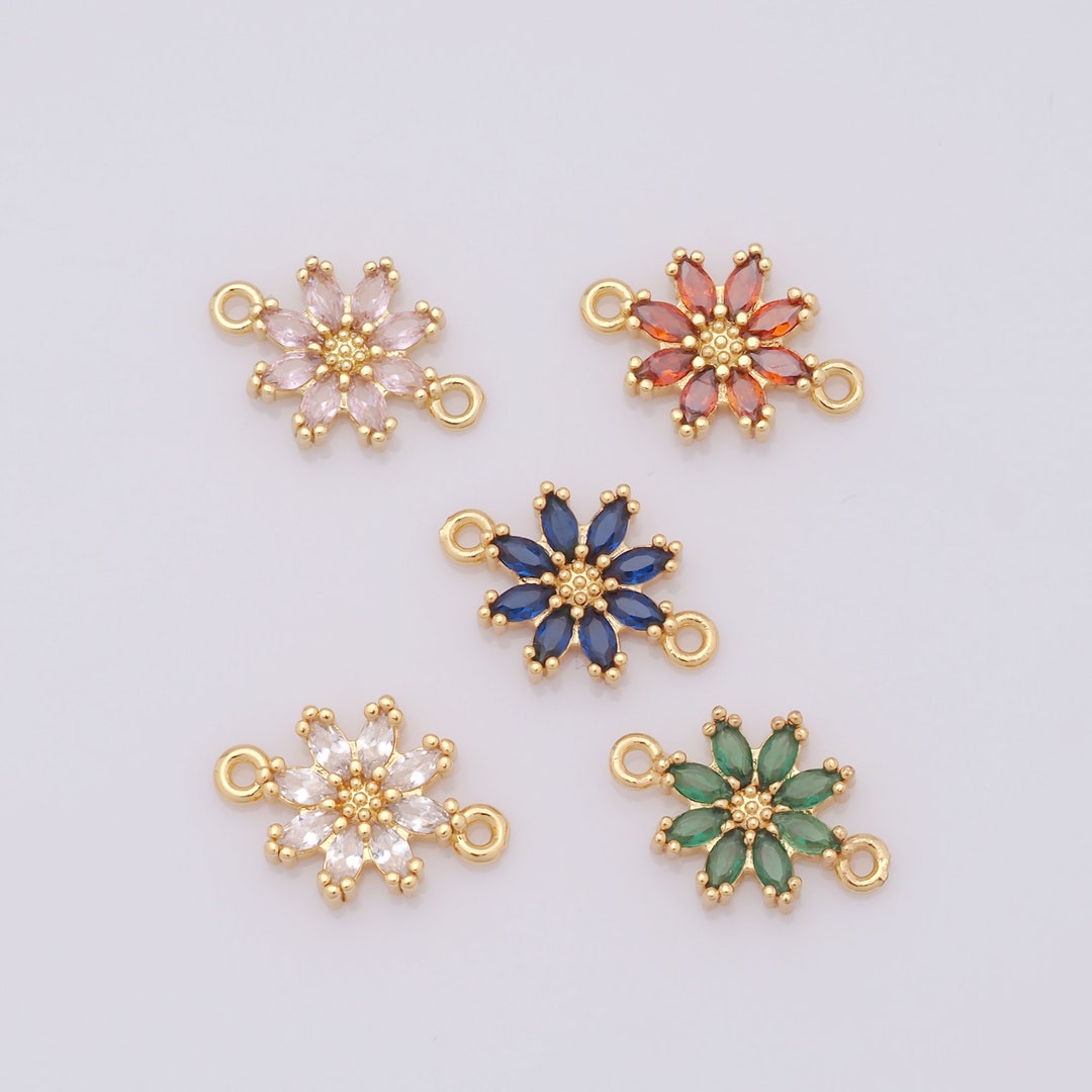 1 Pcs Gold CZ Flower Connector,18k Gold Filled Flower Connector,flower ...