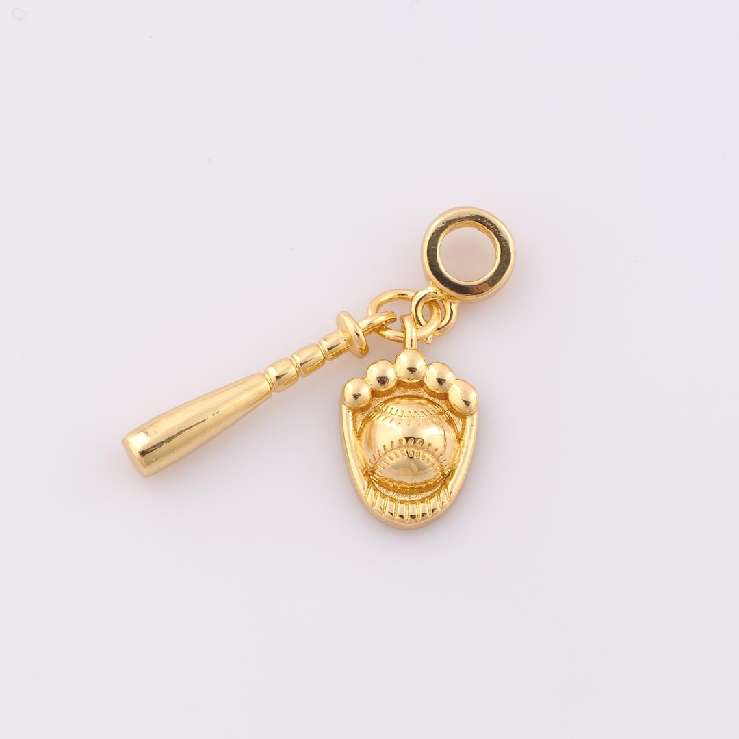 1 Pcs Gold Baseball Bat Pendant,18k Gold Filled Baseball Glove Charm ...