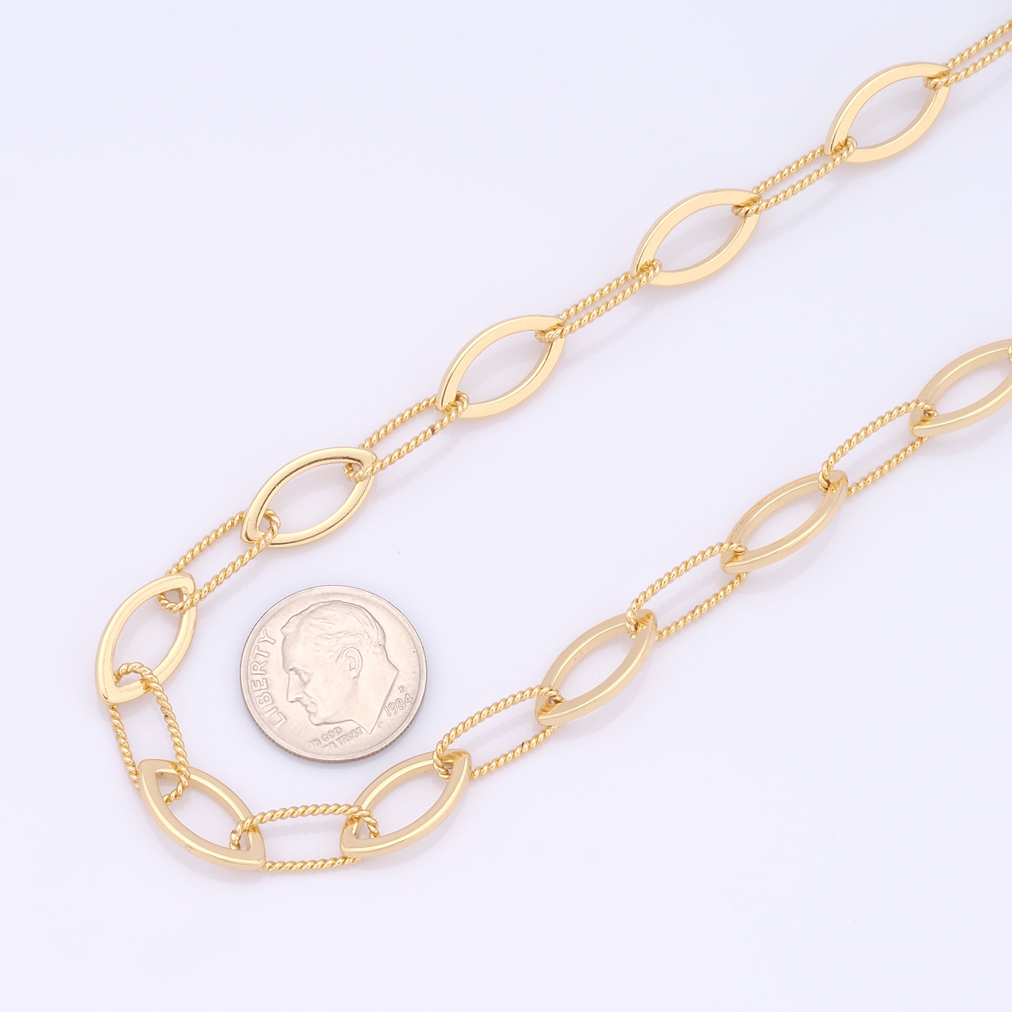Gold Cable Chain, 18K Gold Filled Semi Finished Chain, Specialty Chains ...