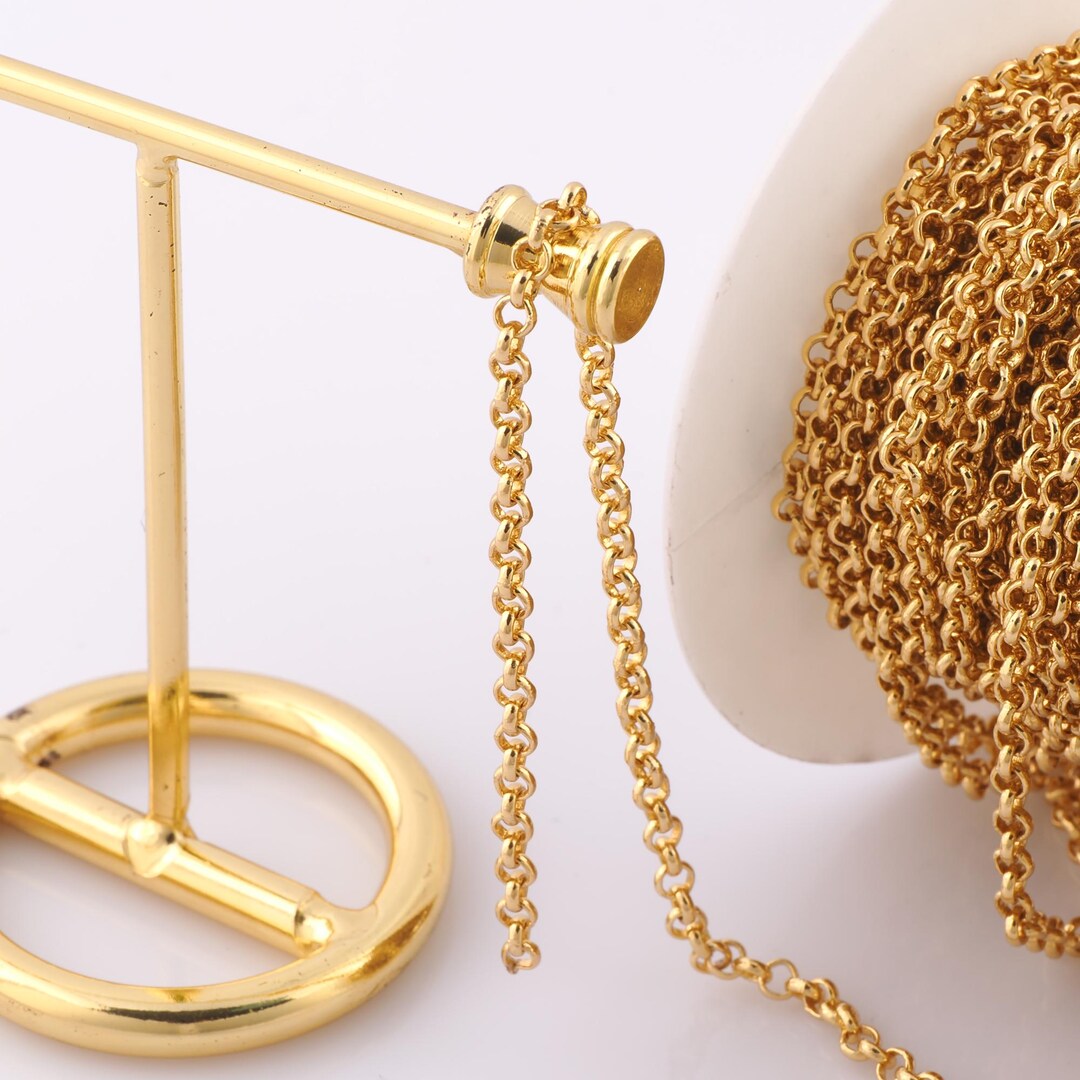 1 Meter Gold Rolo Chain, 18K Gold Filled Semi Finished Chain, Specialty ...
