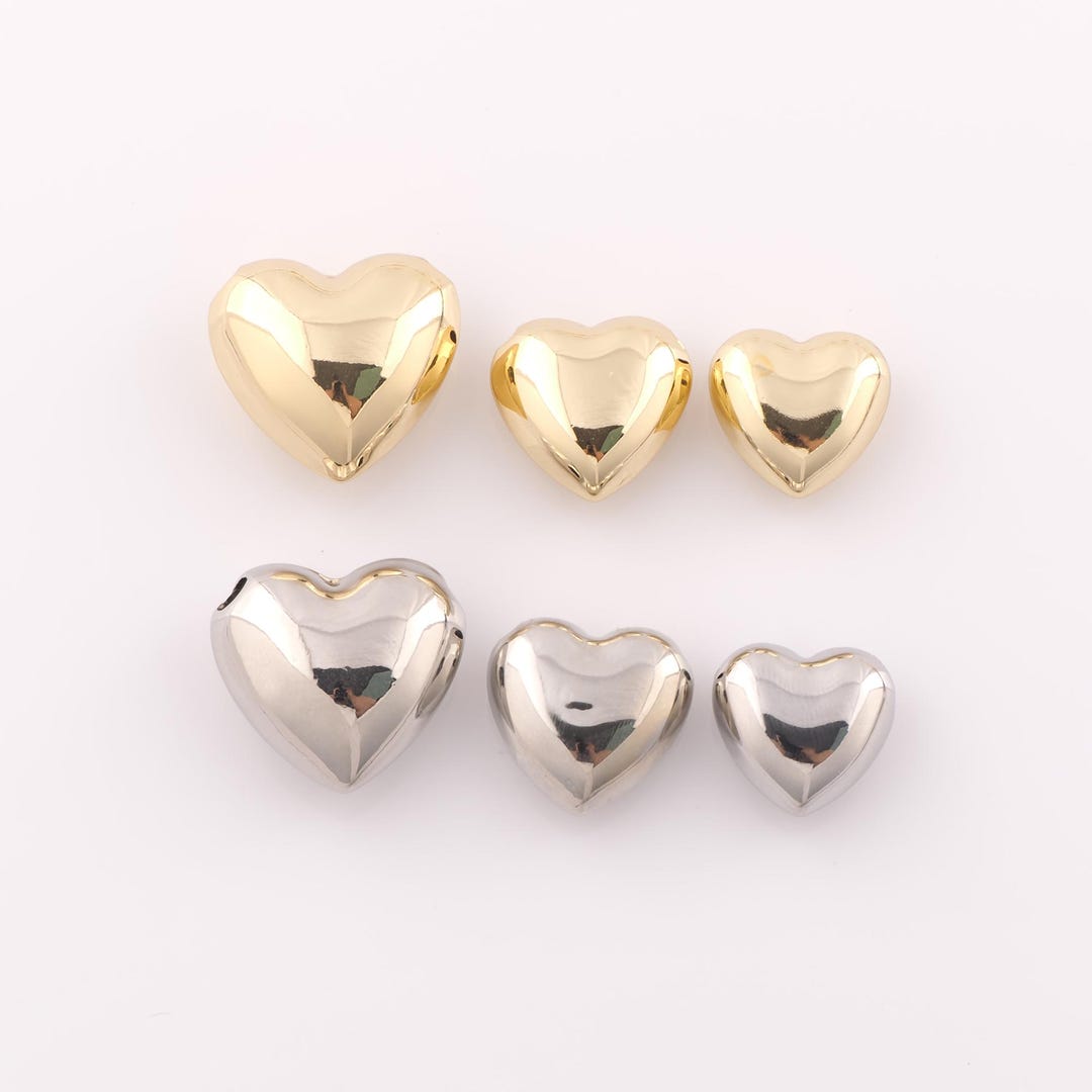 1 Pcs 18K Gold Filled Puffed Heart Pendant,love Charms,beads Charm for ...
