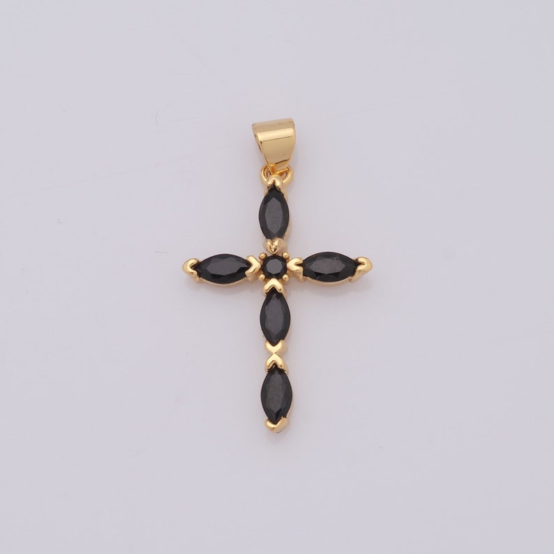1 Pcs Gold CZ Cross Pendant,18k Gold Filled Religion Charm,christian ...