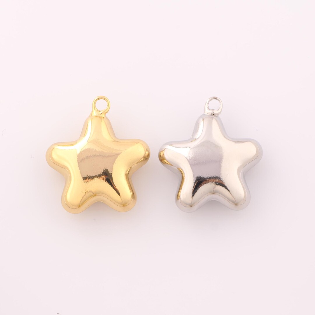 1 Pcs Gold Puffed Star Pendant,18k Gold Filled Puffed Star Charm,puffed ...