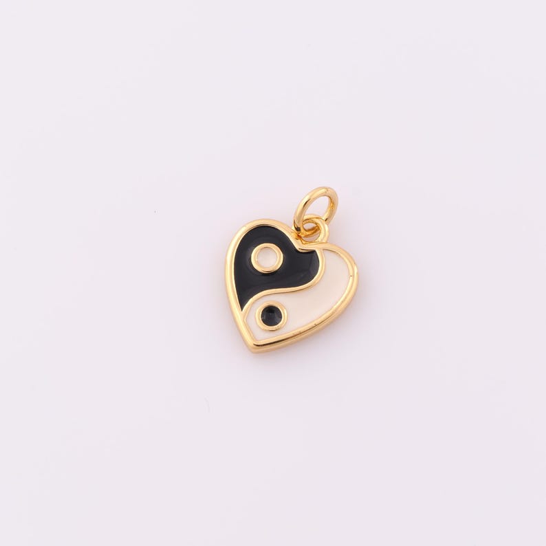 1 Pcs Gold Enamel Bagua Pendant,18k Gold Filled Heart Charm,bagua Charm ...