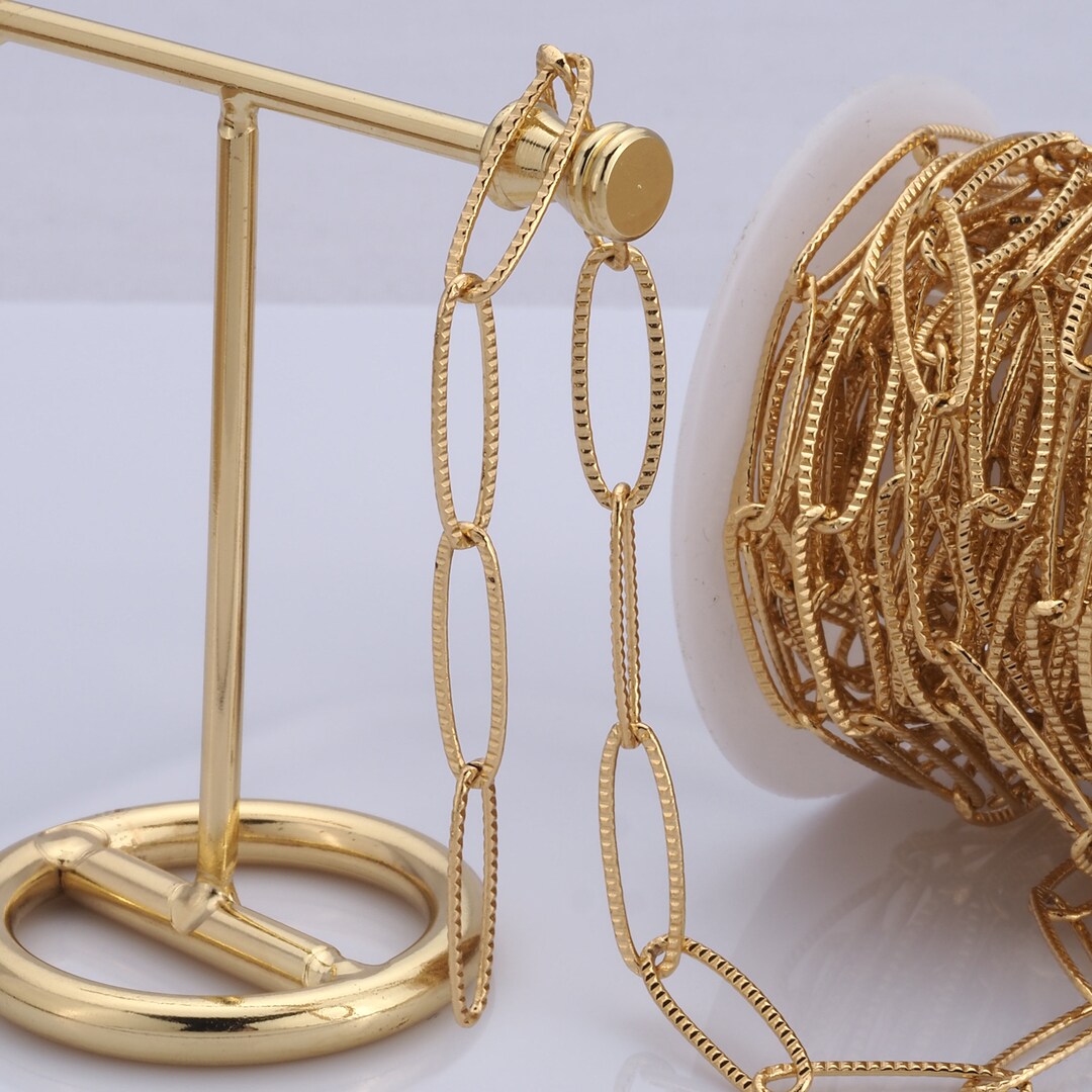 Gold Paper Clip Chain, 18K Gold Filled Semi Finished Chain, Specialty ...