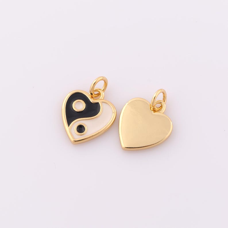 1 Pcs Gold Enamel Bagua Pendant,18k Gold Filled Heart Charm,bagua Charm ...