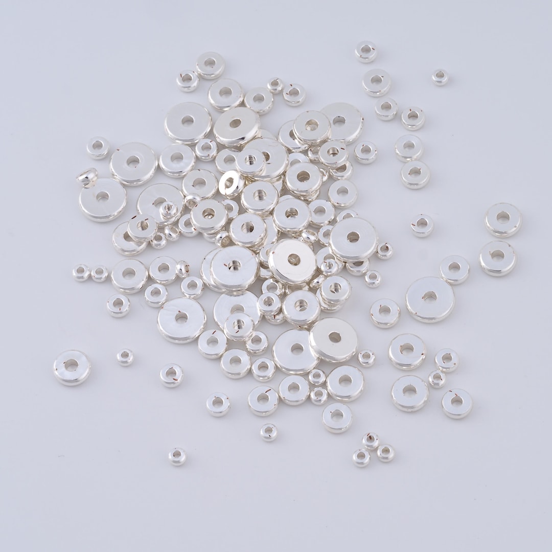 100pcs Silver Filled Flat Spacer Round Beads,silver Disc Beads,silver ...