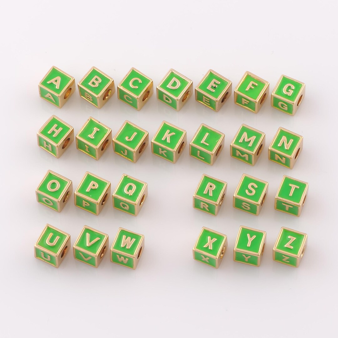 1 Pcs 18K Gold Filled 26 Letters Spacer Beads,enamel Beads,initial ...