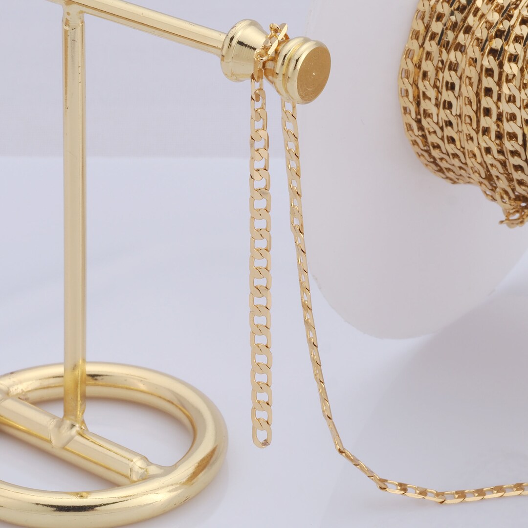 1 Meter Gold Curb Chain, 18K Gold Filled Semi Finished Chain, Specialty ...