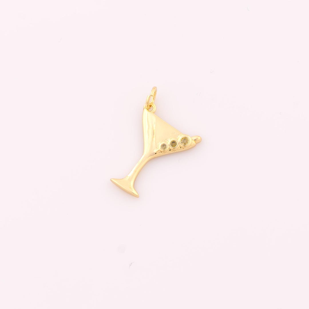 1 Pcs Gold Goblet Pendant,18k Gold Filled Wine Glass Charm,cz Goblet ...