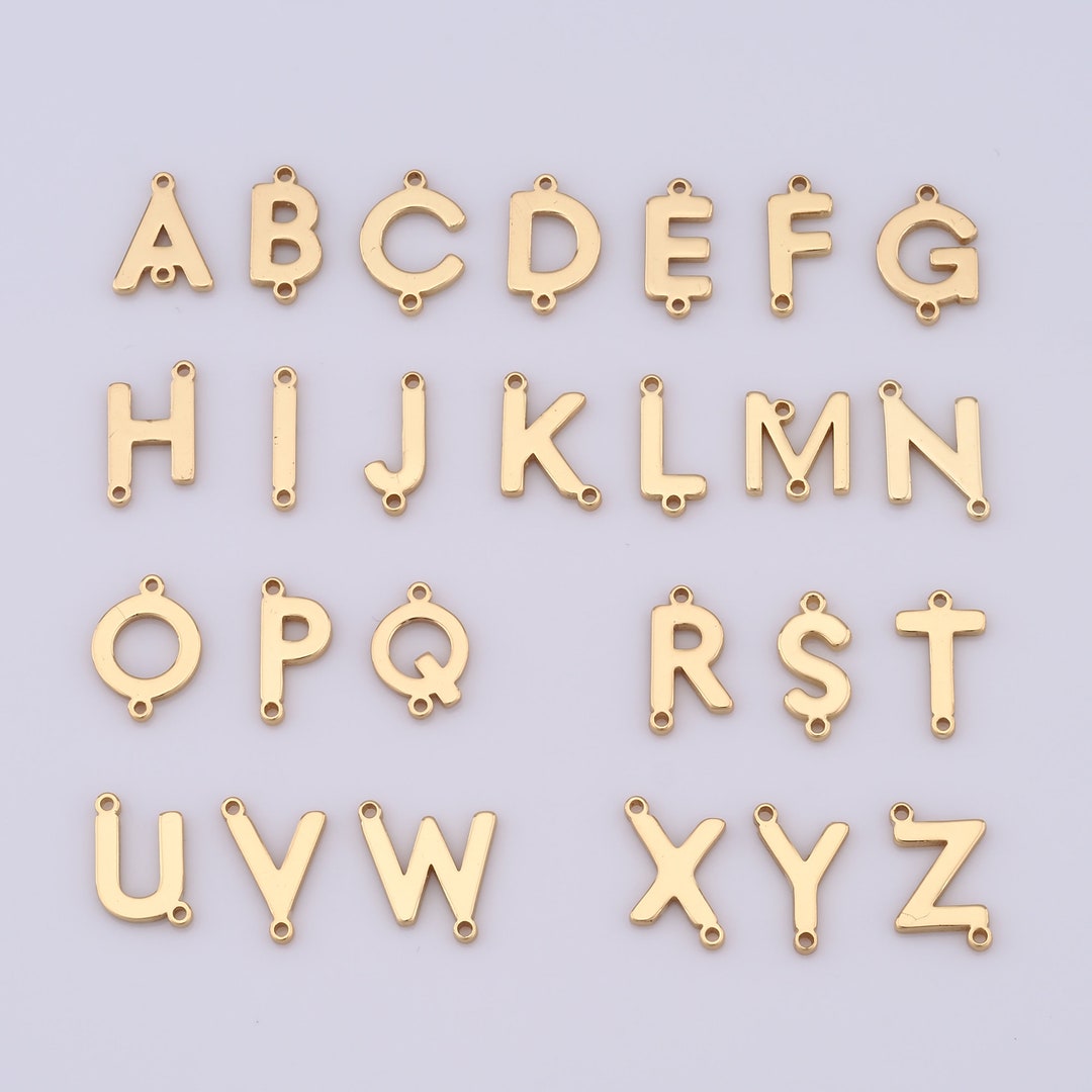 Gold Letters Connector,18k Gold Filled CZ Alphabet Connector,initial ...