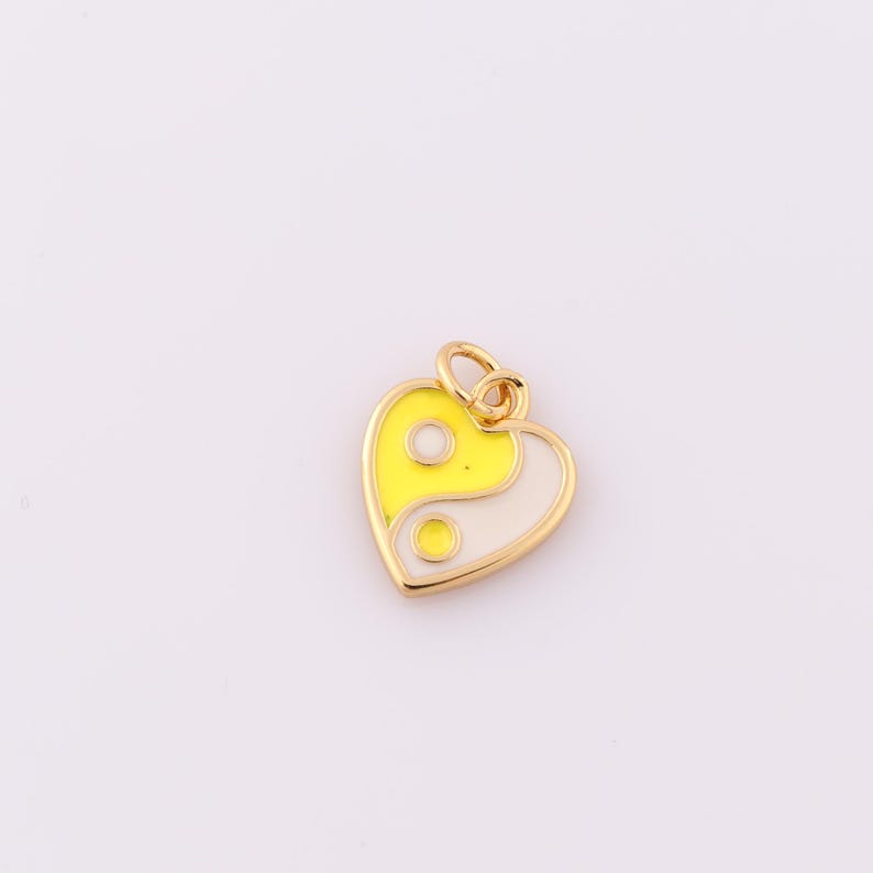 1 Pcs Gold Enamel Bagua Pendant,18k Gold Filled Heart Charm,bagua Charm ...