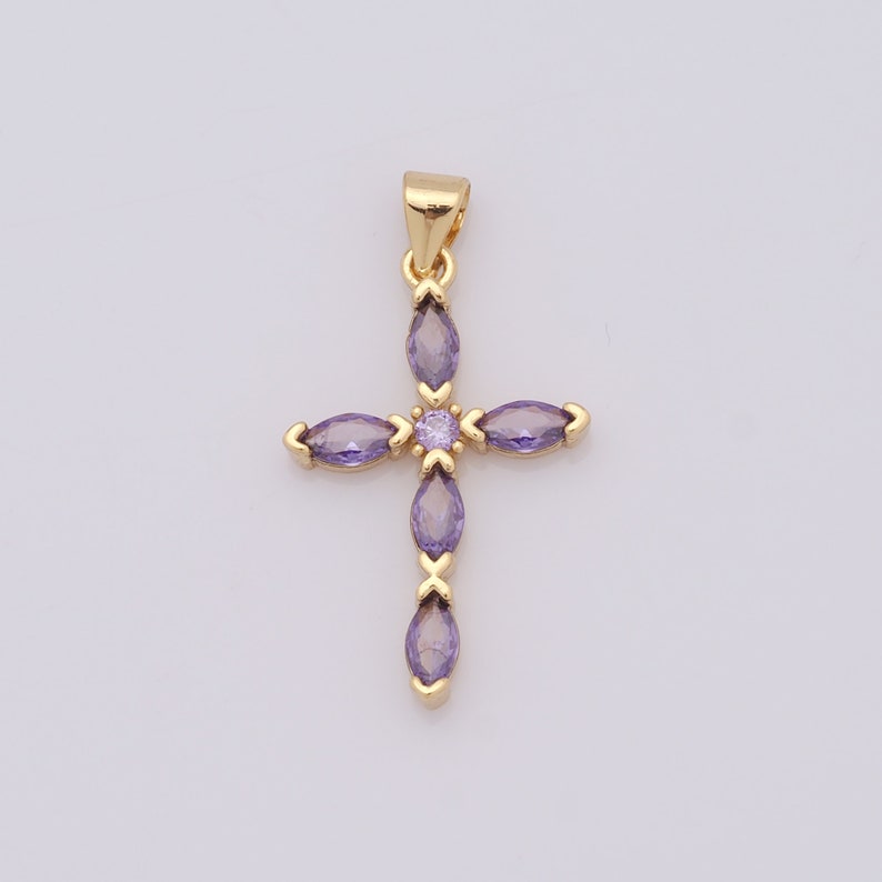 1 Pcs Gold CZ Cross Pendant,18k Gold Filled Religion Charm,christian ...